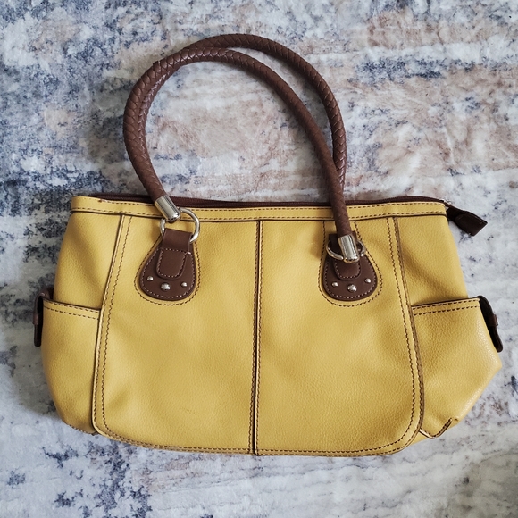 Relic | Bags | Relic Yellow And Brown Pebbled Leather Purse With End ...